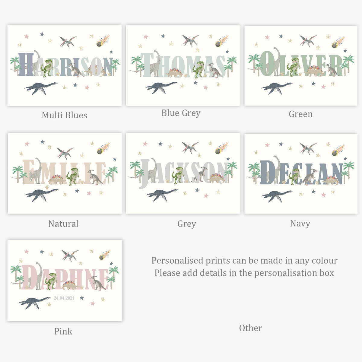 Personalised Dinosaur Name Print – Dustypinksandpolarbears